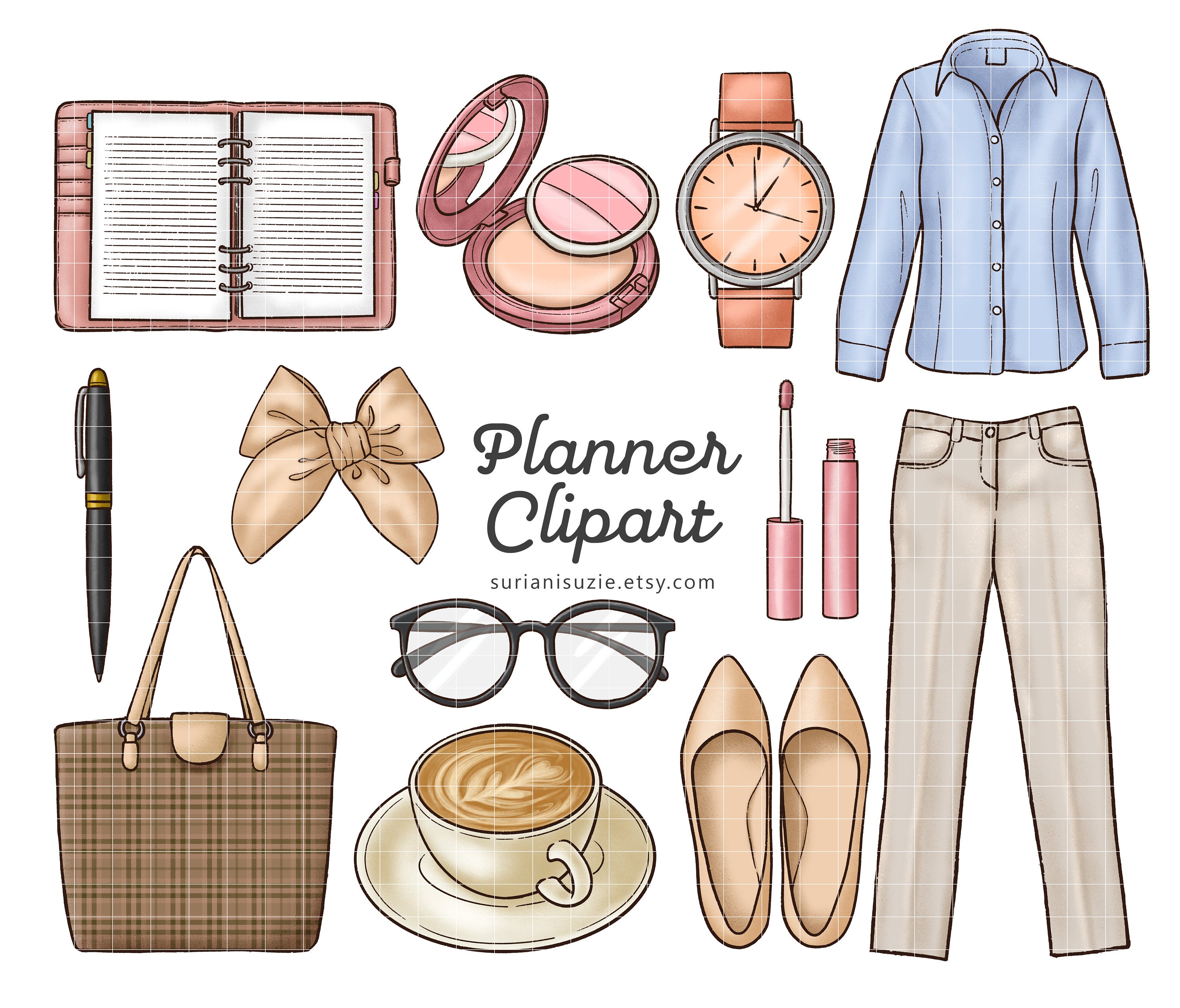 Planner Girl Fashion Clipart PNG, Clip Art Digital Clipart, Stationery ...