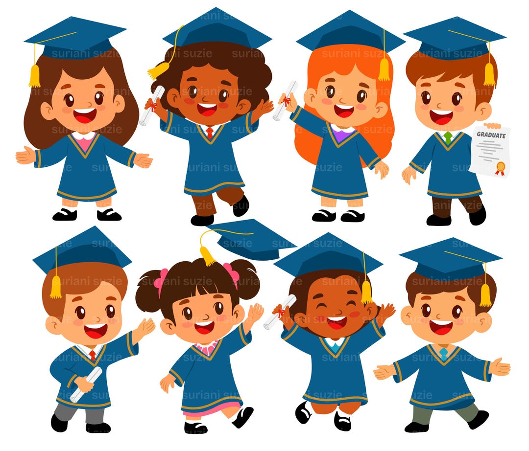 School Graduation Cliparts, Vector Graphic, EPS, and PNG, Boy and Girl ...