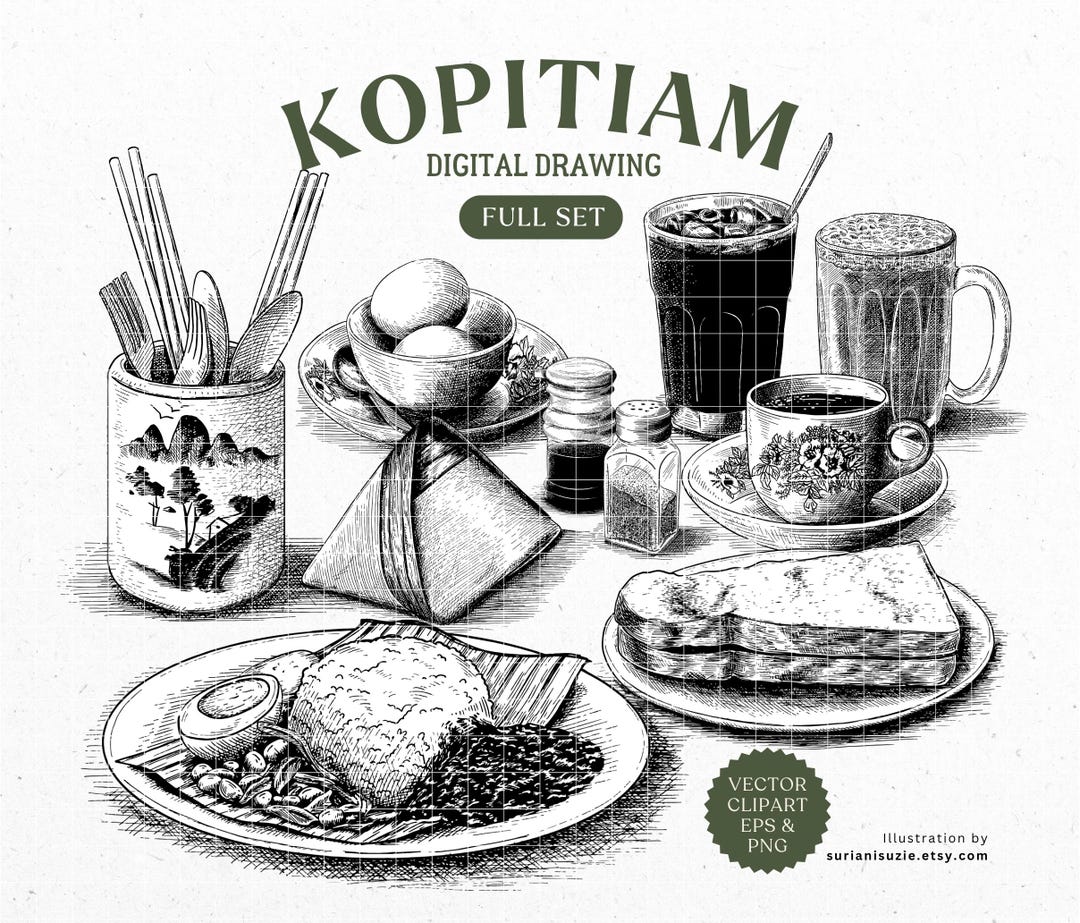 Kopitiam Breakfast Clipart, Singaporean, Malaysian, Brunei PNG, EPS ...