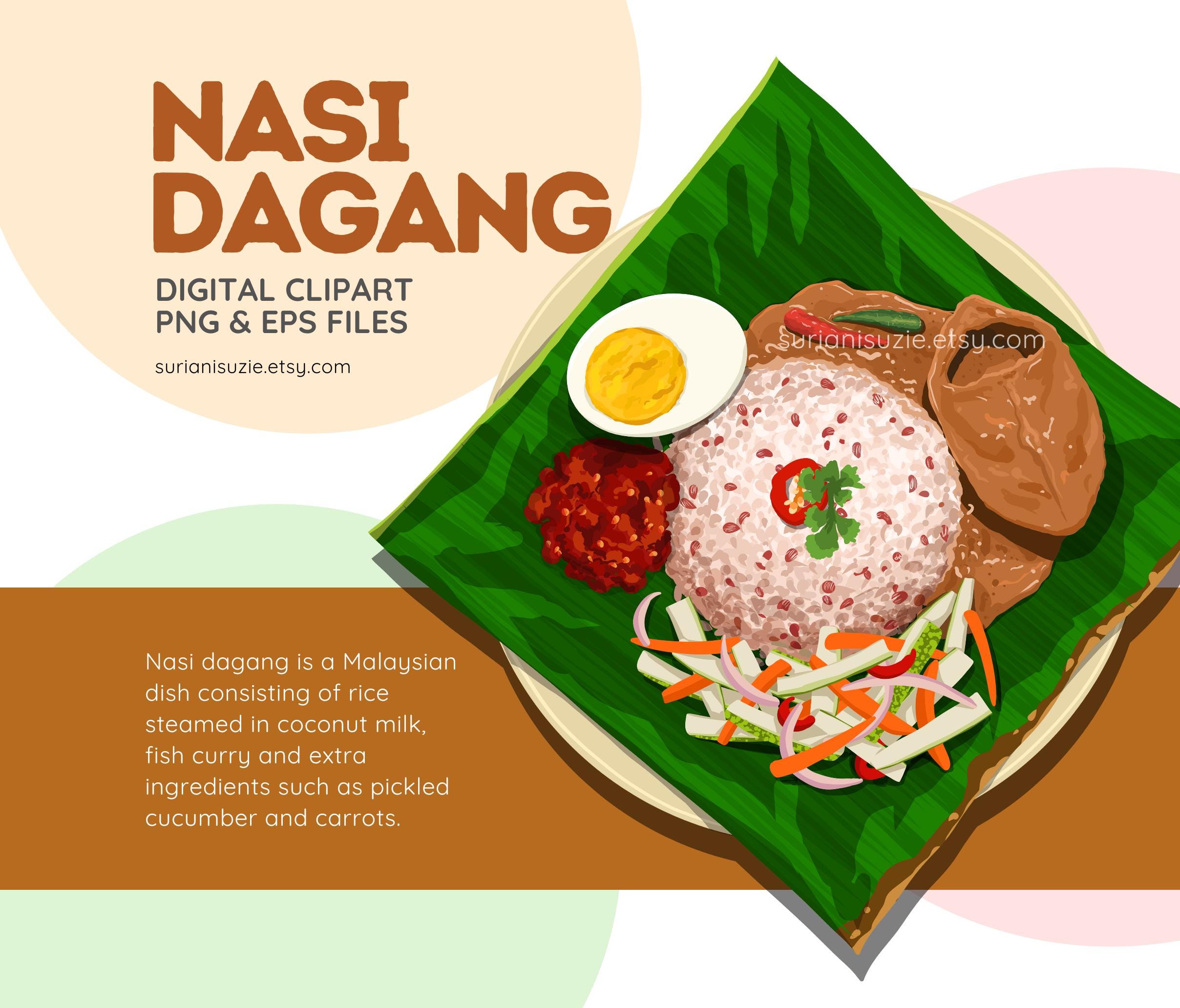 Nasi Dagang Clipart, EPS and PNG, Malaysia, Nasi Dagang Daun Pisang ...