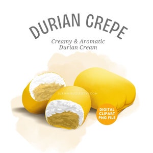 Durian Crepe Clipart PNG, Malaysian Clip Art, Asian Yellow Dessert ...