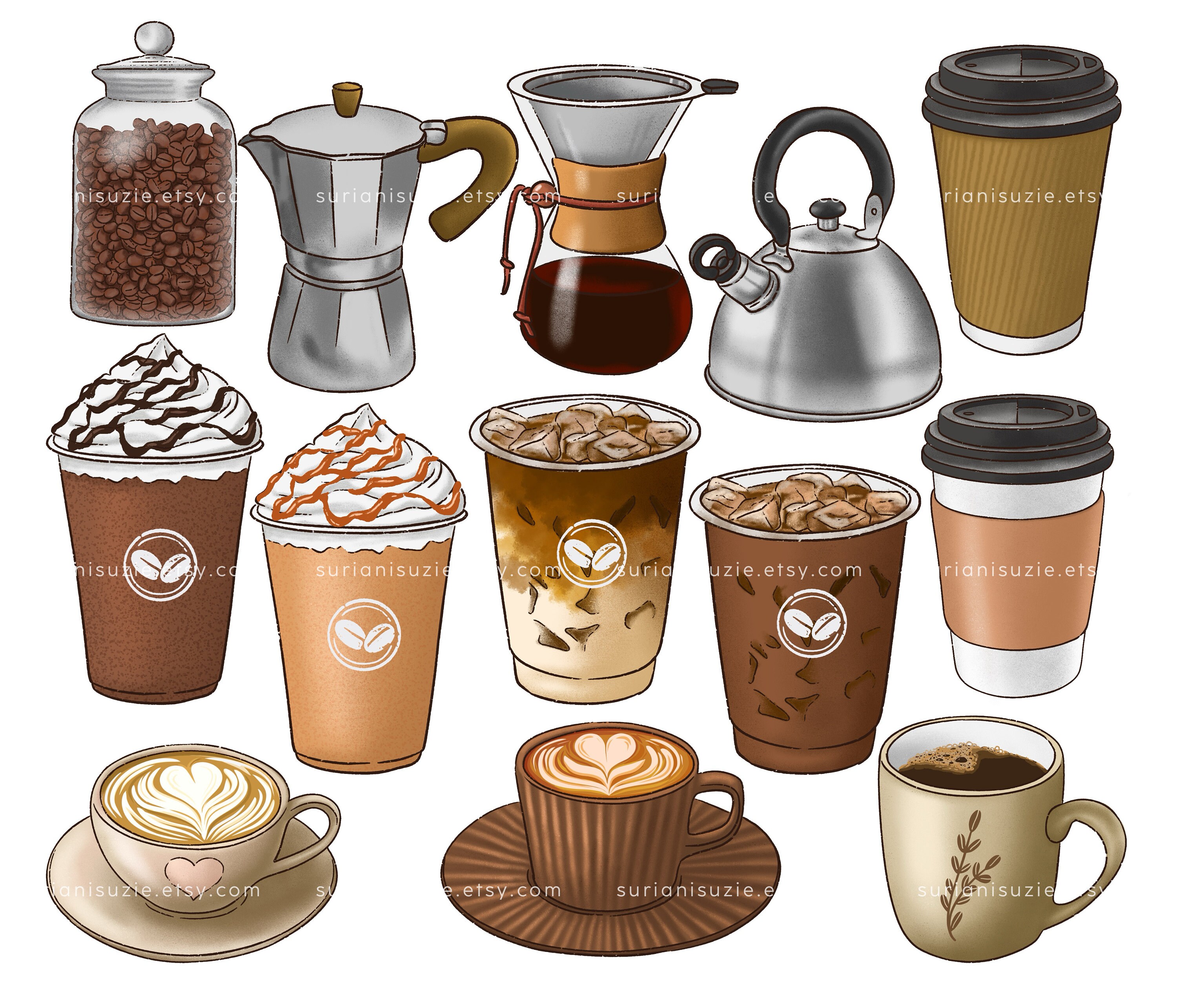 Coffee Clipart PNG, Digital Clip Art, Planner Cliparts, Drink ...