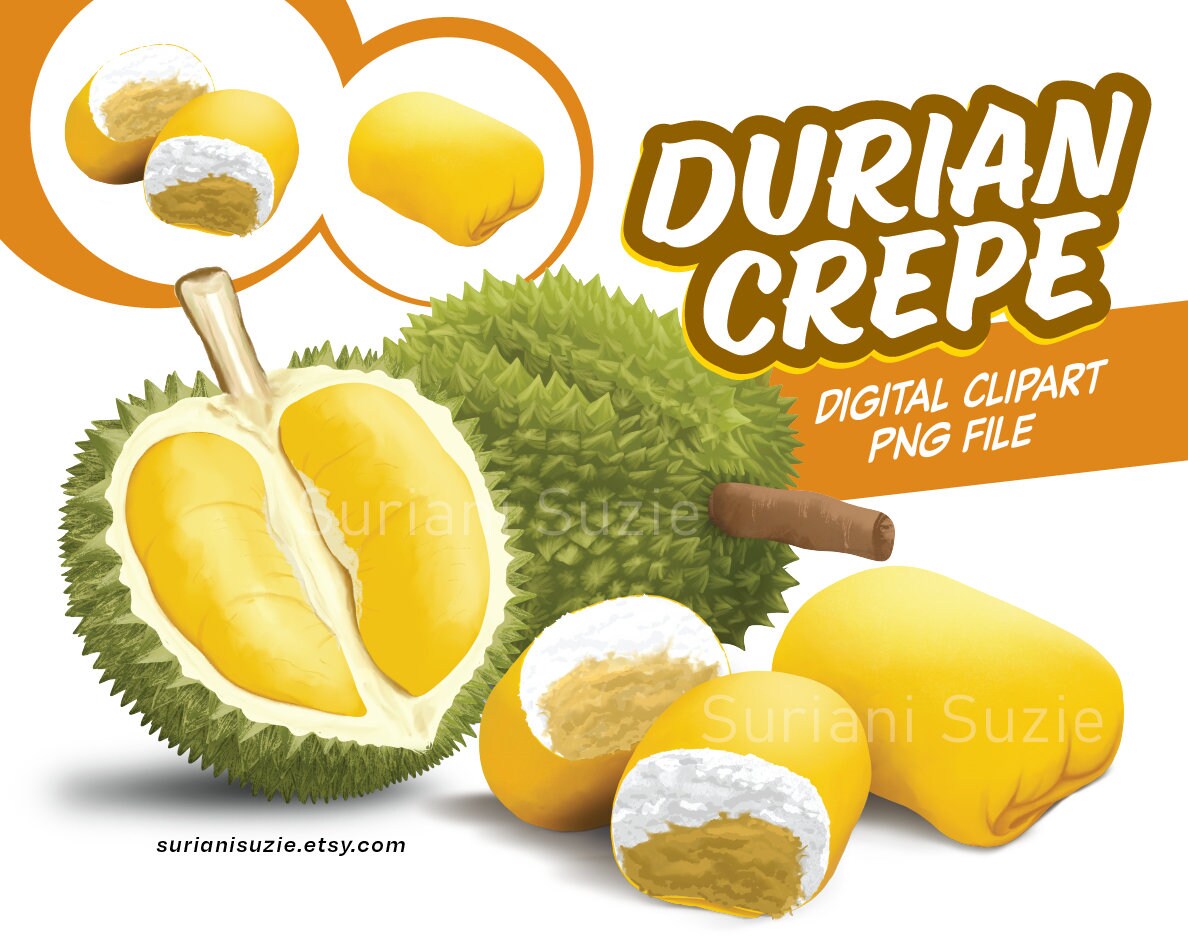 Durian Crepe Clipart PNG, Malaysian Clip Art, Asian Yellow Dessert ...