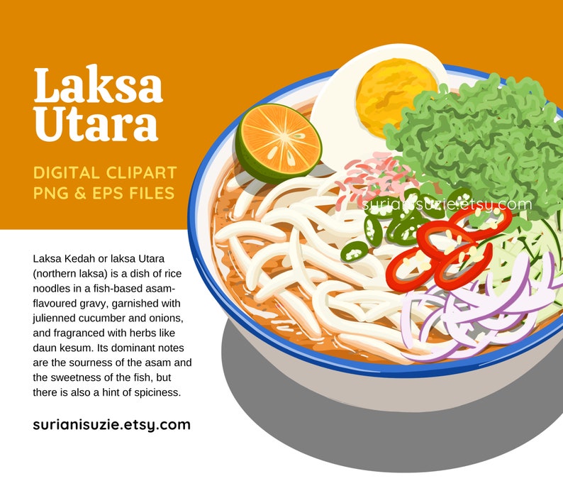 Laksa Clipart, Laksa Penang, Curry Laksa, Ilustrasi Digital Makanan ...