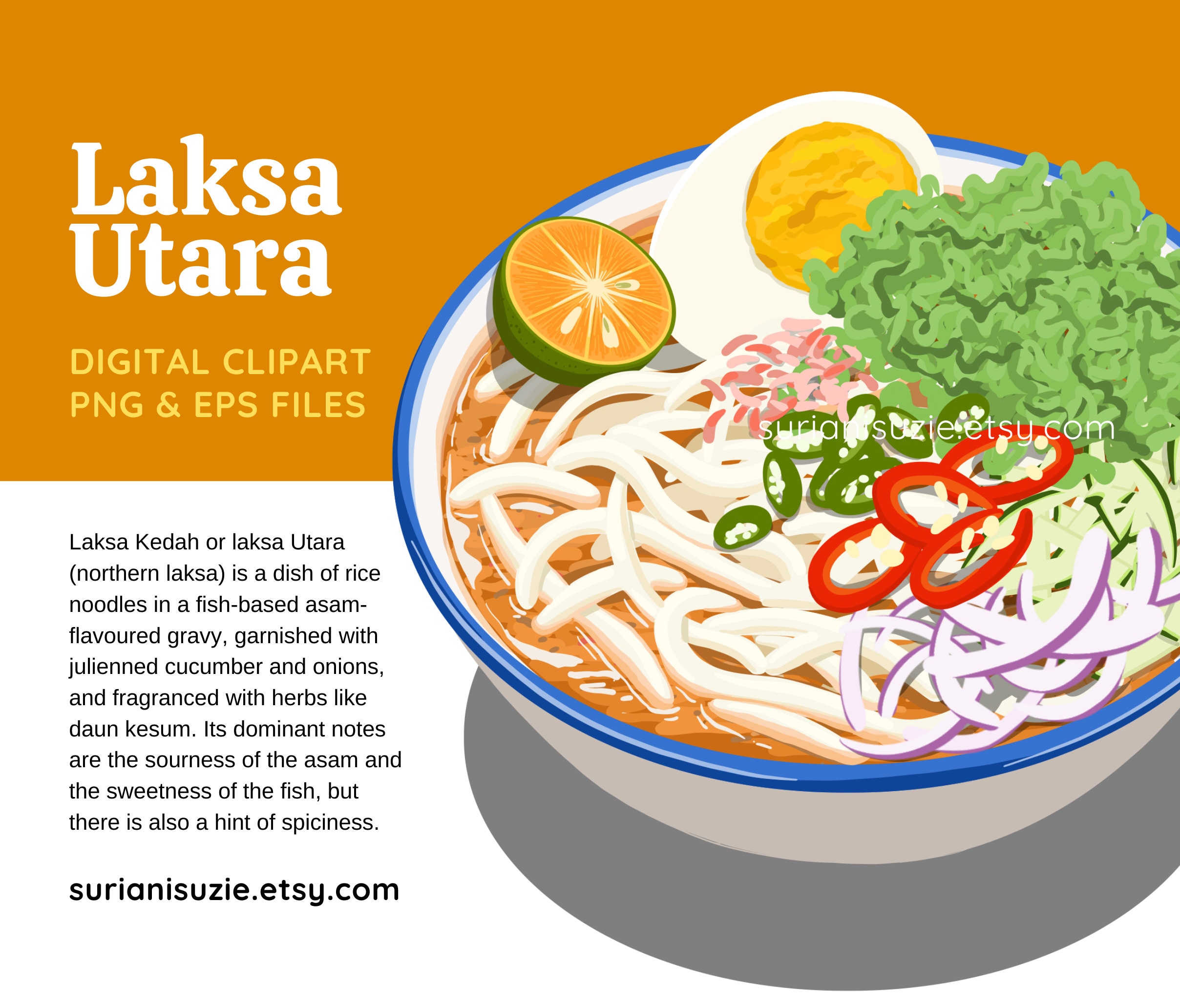 Laksa Clipart, Laksa Penang, Curry Laksa, Ilustrasi Digital Makanan ...