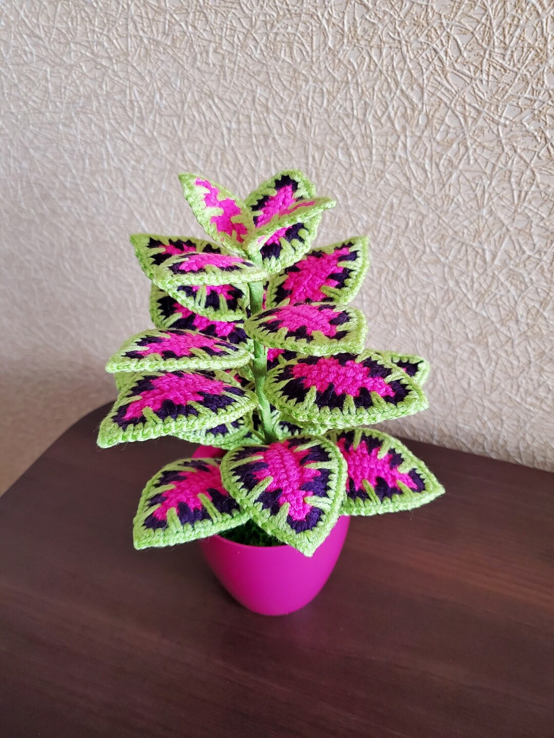 Crochet Coleus Plant, Handmade Crochet Plant, Home Office Decoration ...