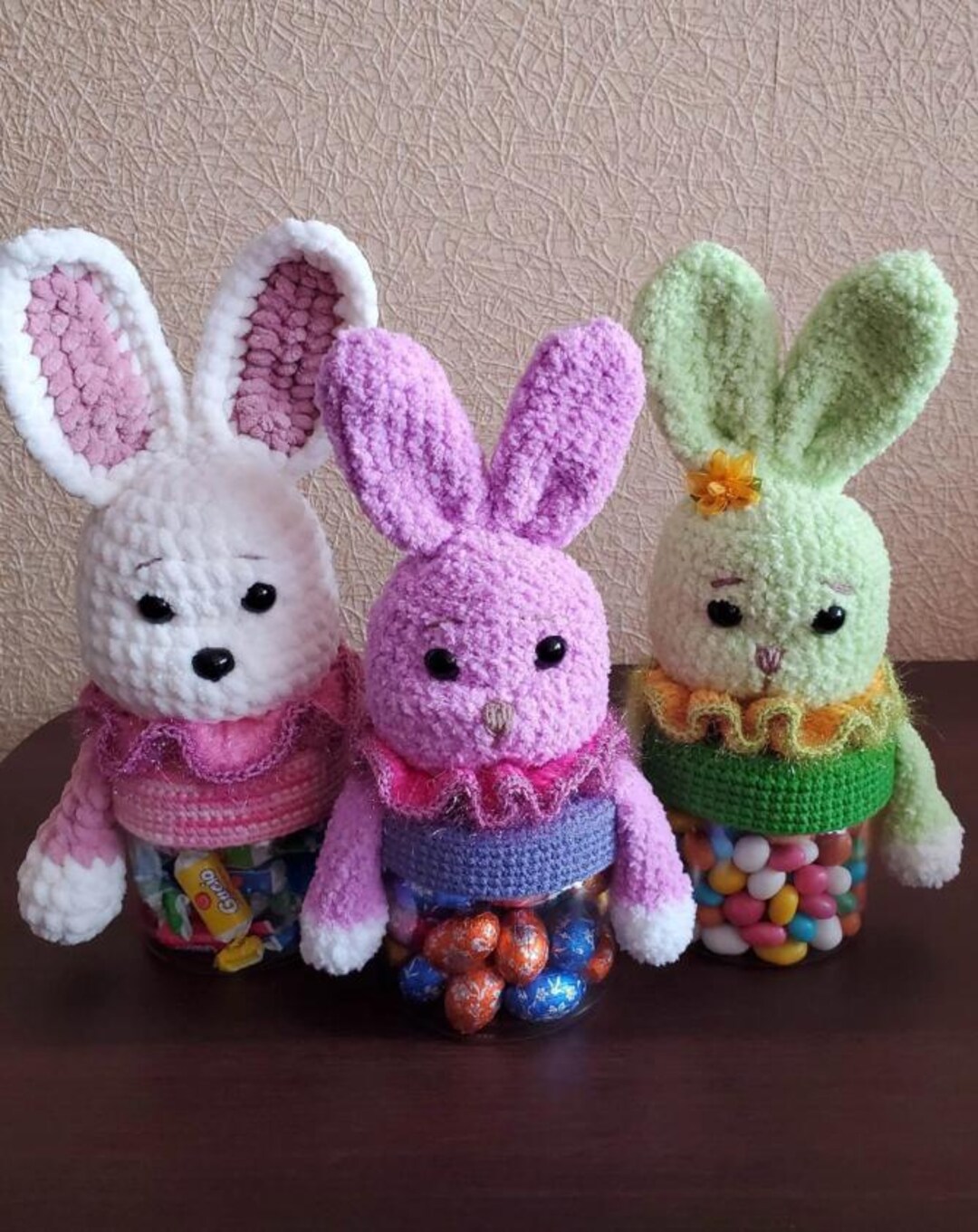 Handmade Crochet Bunny Treat Holder: Kids Room Decor, Easter Gift - Etsy