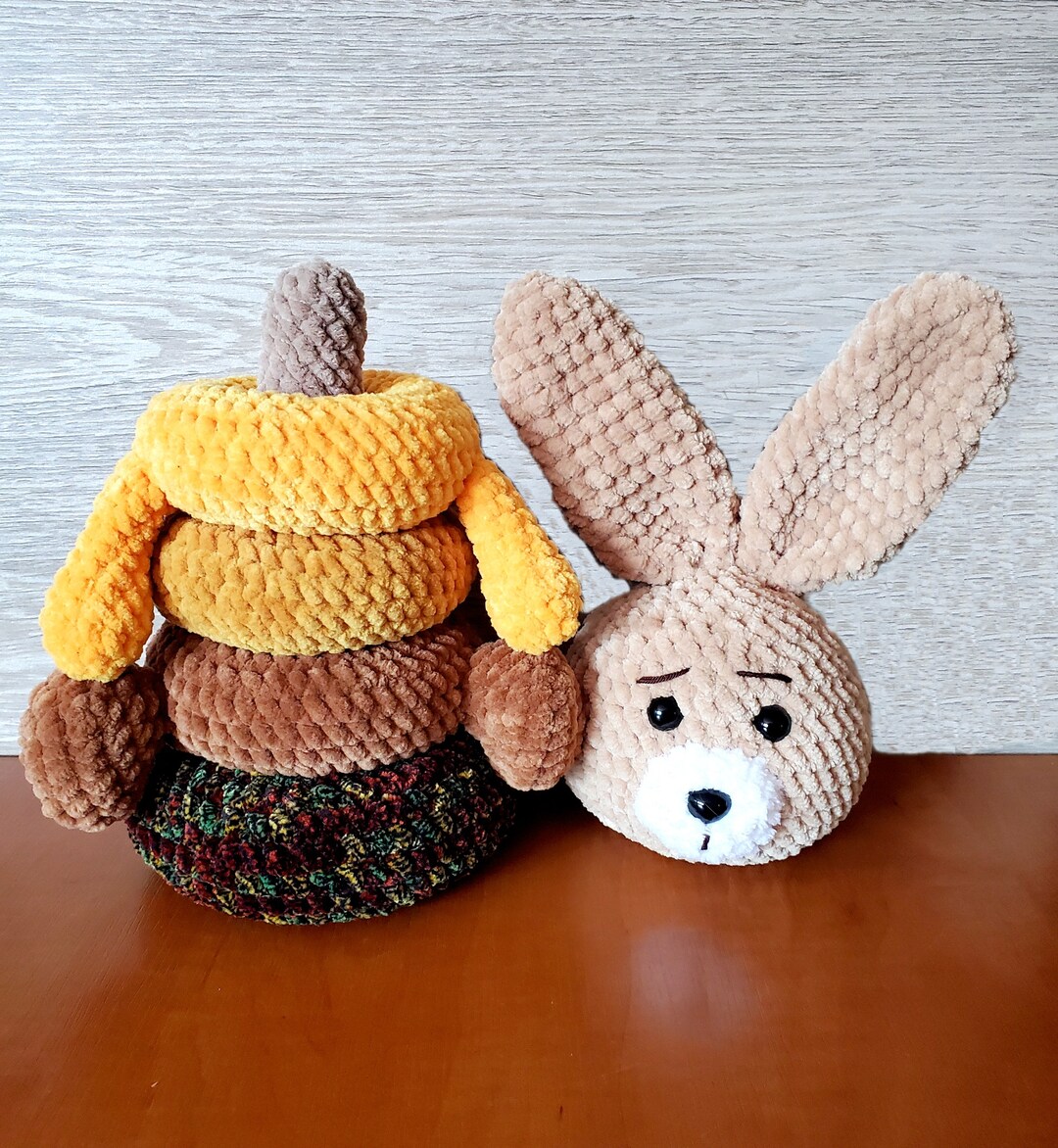 Rabbit Stacking Toy, Handmade Sorting Toy, Easter Gift Idea, Crochet ...