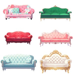 Sofa 55 Illustrations (transparent PNG) - Etsy