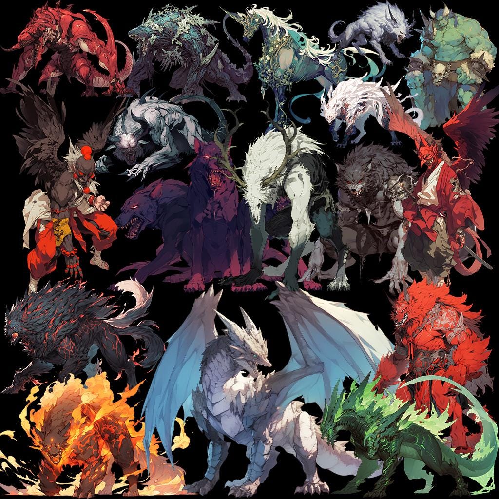 Demon 50 Illustrations (transparent PNG) - Etsy