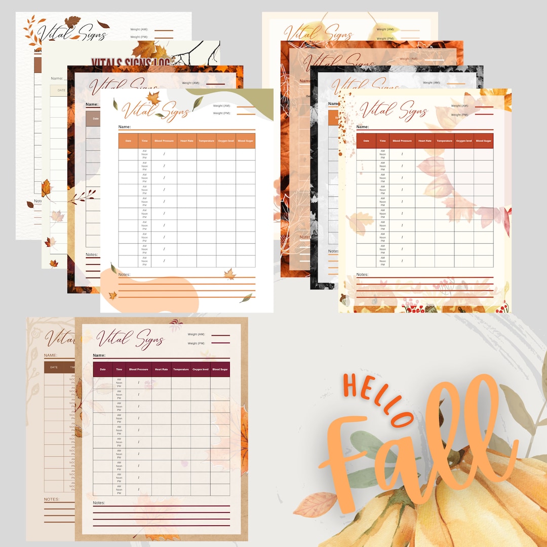 Vital Signs Log - Fall - Etsy