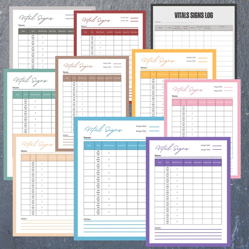 Vital Signs Log - Etsy