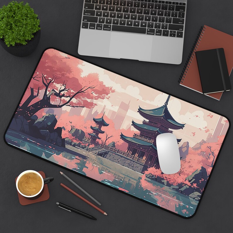Japanese Temple With Cherry Blossoms Mouse Pad - Etsy
