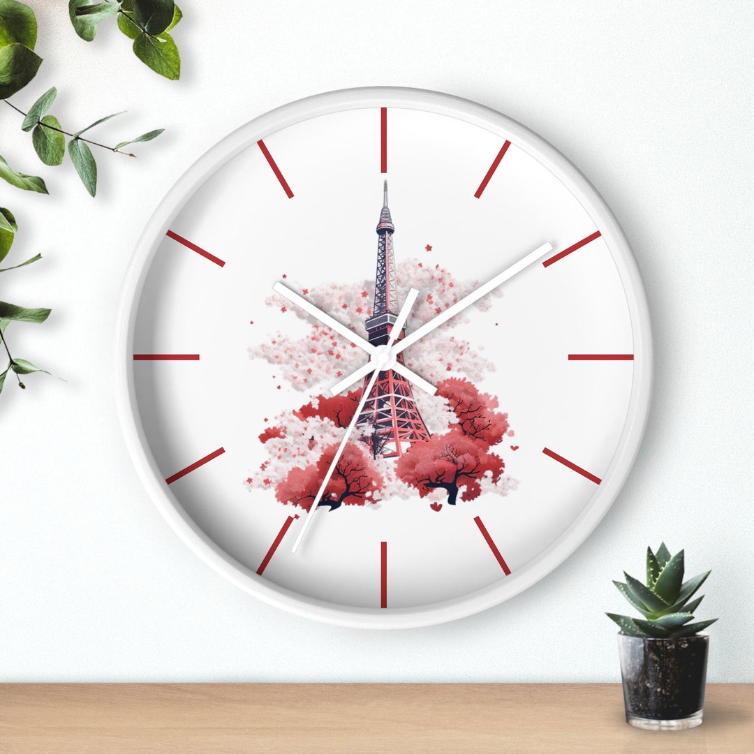Tokyo Tower Sakura Wall Clock Japanese Decor, Cherry Blossom Design - Etsy