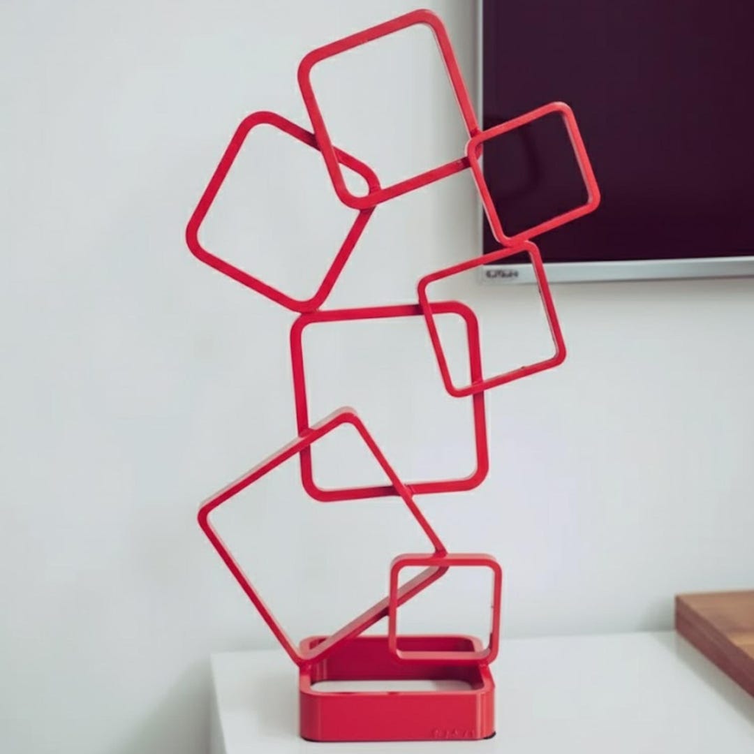 Handmade Red Powder Coated Steel Abstract Metal Sculpture – Modern ...