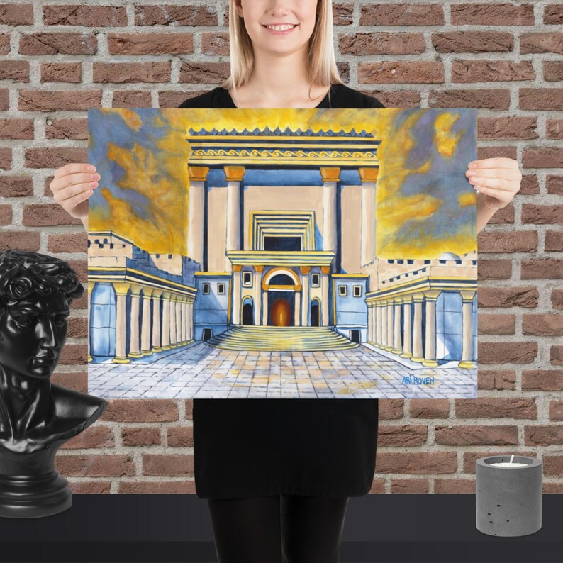 Jerusalem Temple Beit Hamikdash Poster – Glowing Jerusalem Temple Wall ...