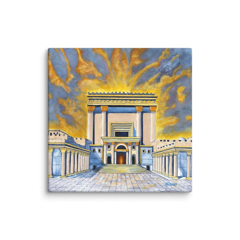 Jerusalem Temple Beit Hamikdash Painting on Canvas – Glowing Temple ...