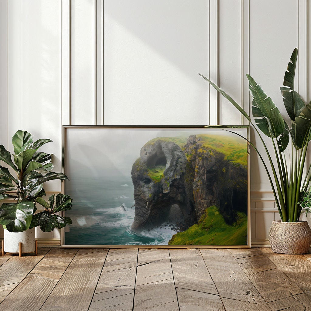 Printable Oil Painting of an Elephant-shaped Rock Formation Wall Art - Etsy