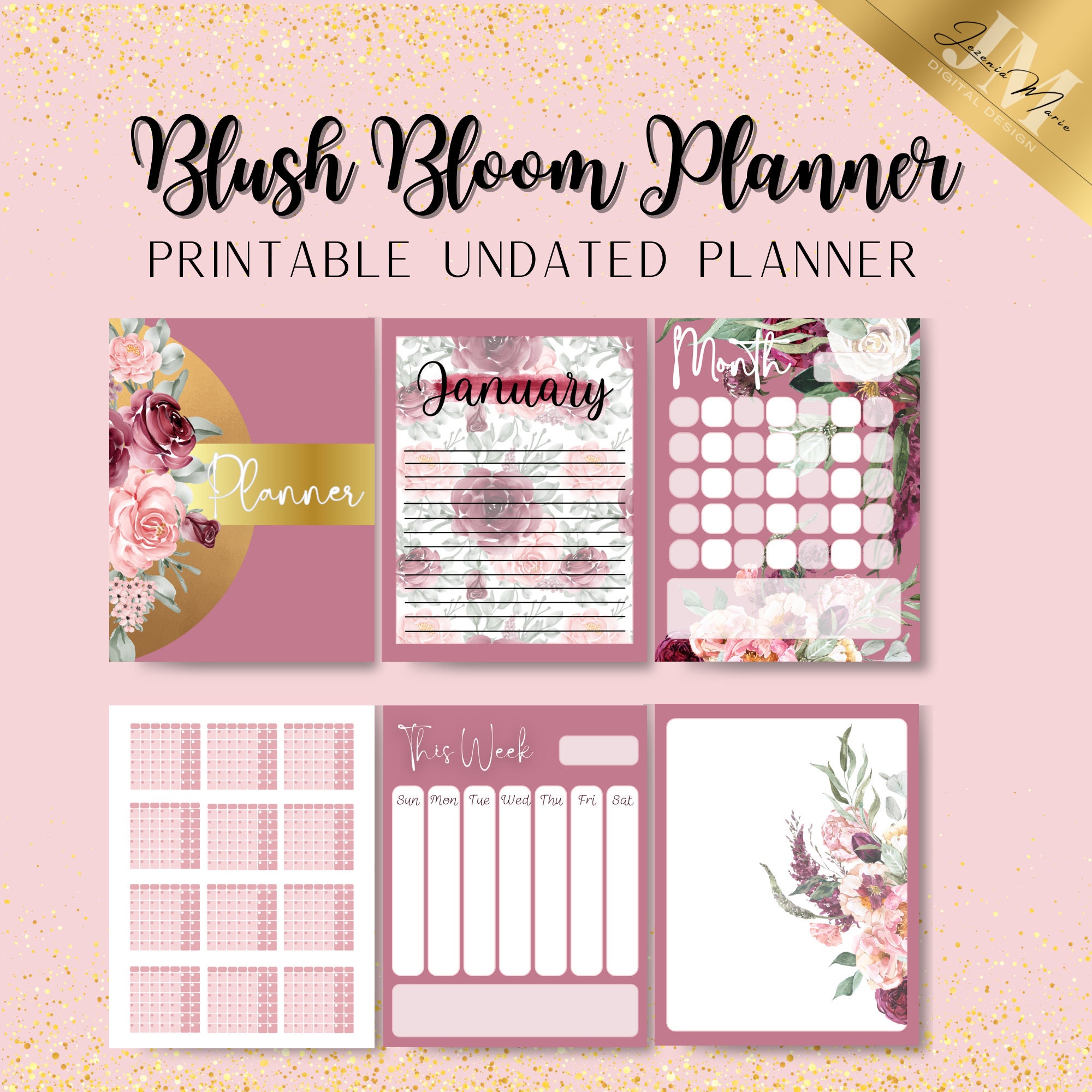 Blush Blooms Planner, Printable Planner, Planner for Goodnotes or ...