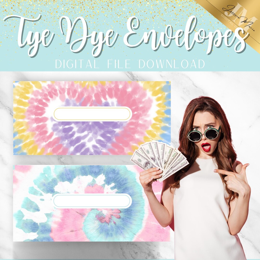 6 Cute Tye Dye Printable Cash Envelopes | Budget Envelopes PDF ...