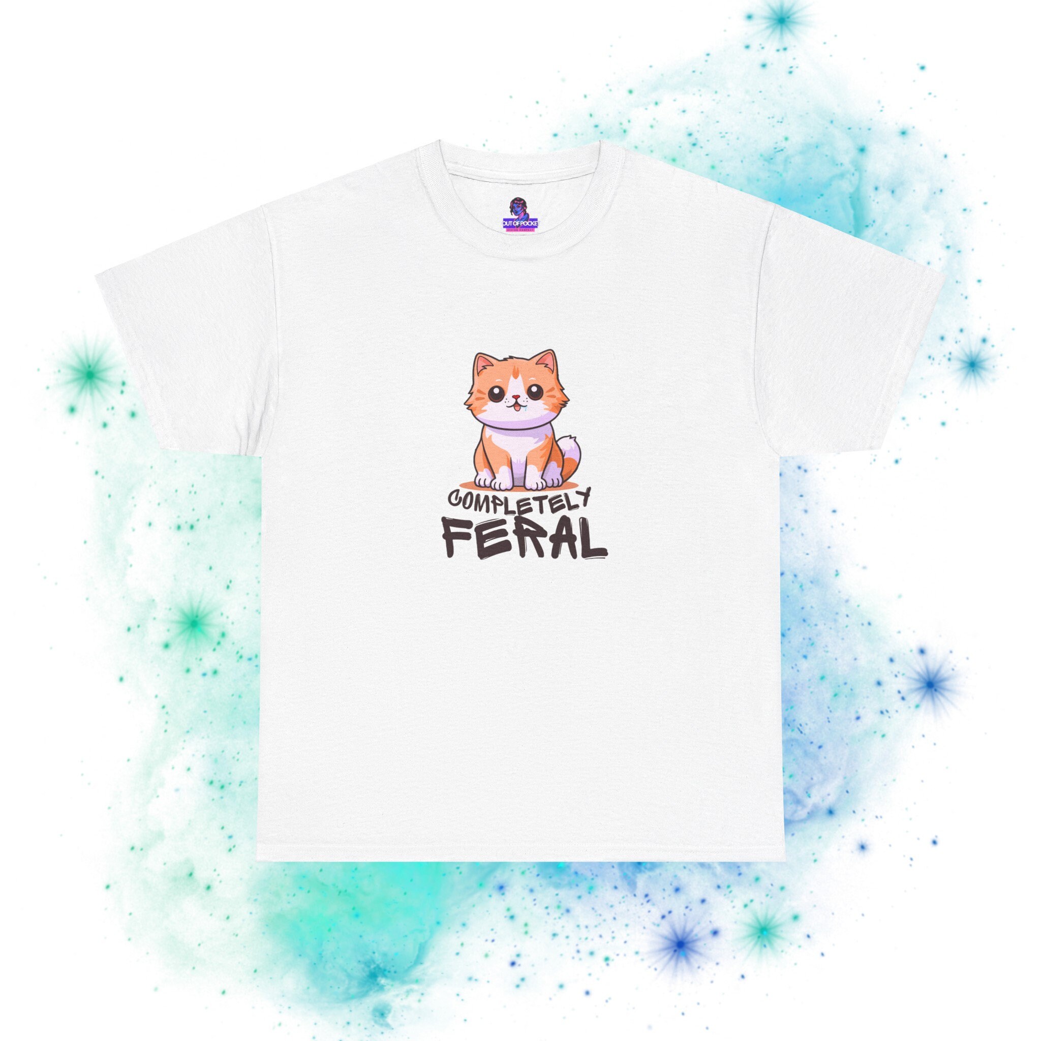 Completely Feral Funny Cute Drooling Cat T Shirt | Funny Cat Shirt Cat ...