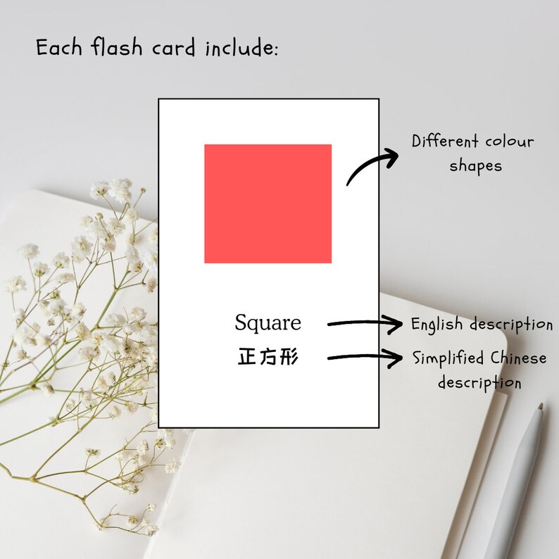 Chinese & English Bilingual Shapes Educational Flash Cards, 14 Shapes ...