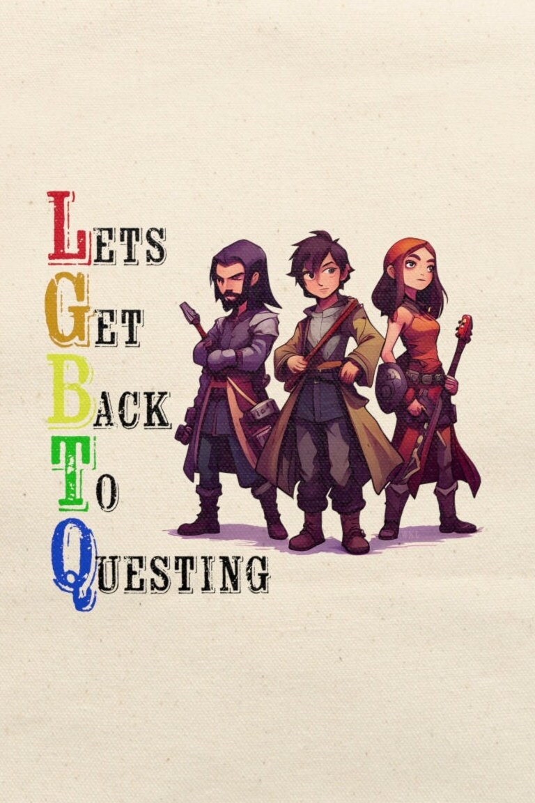 Lets Get Back to Questing Dnd Snack Sack Canvas Lunch Bag With Strap or Dice Bag | Pride Bag - Etsy