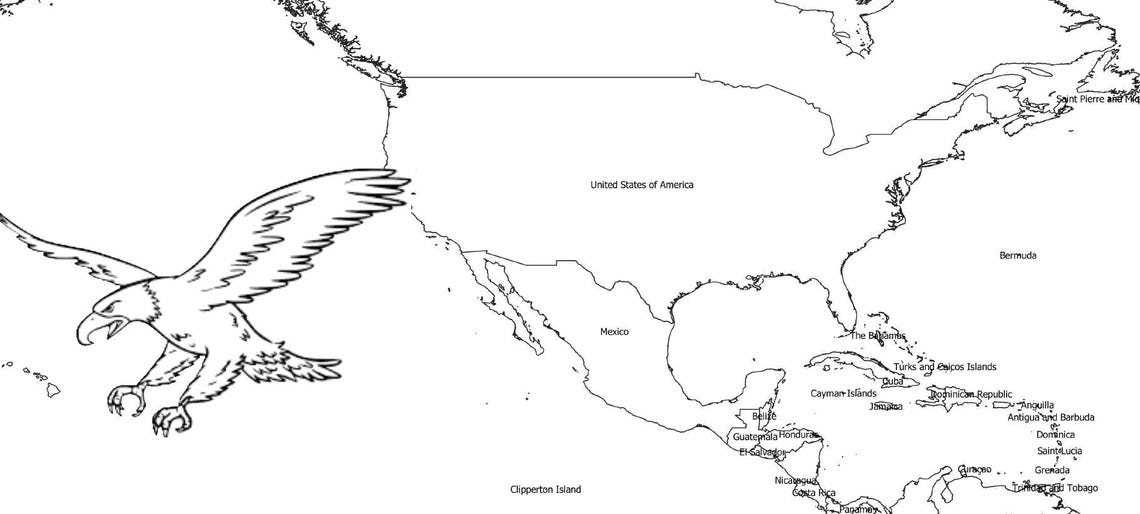 Printable Coloring Pages Colouring Map World Map With Animals World Map ...