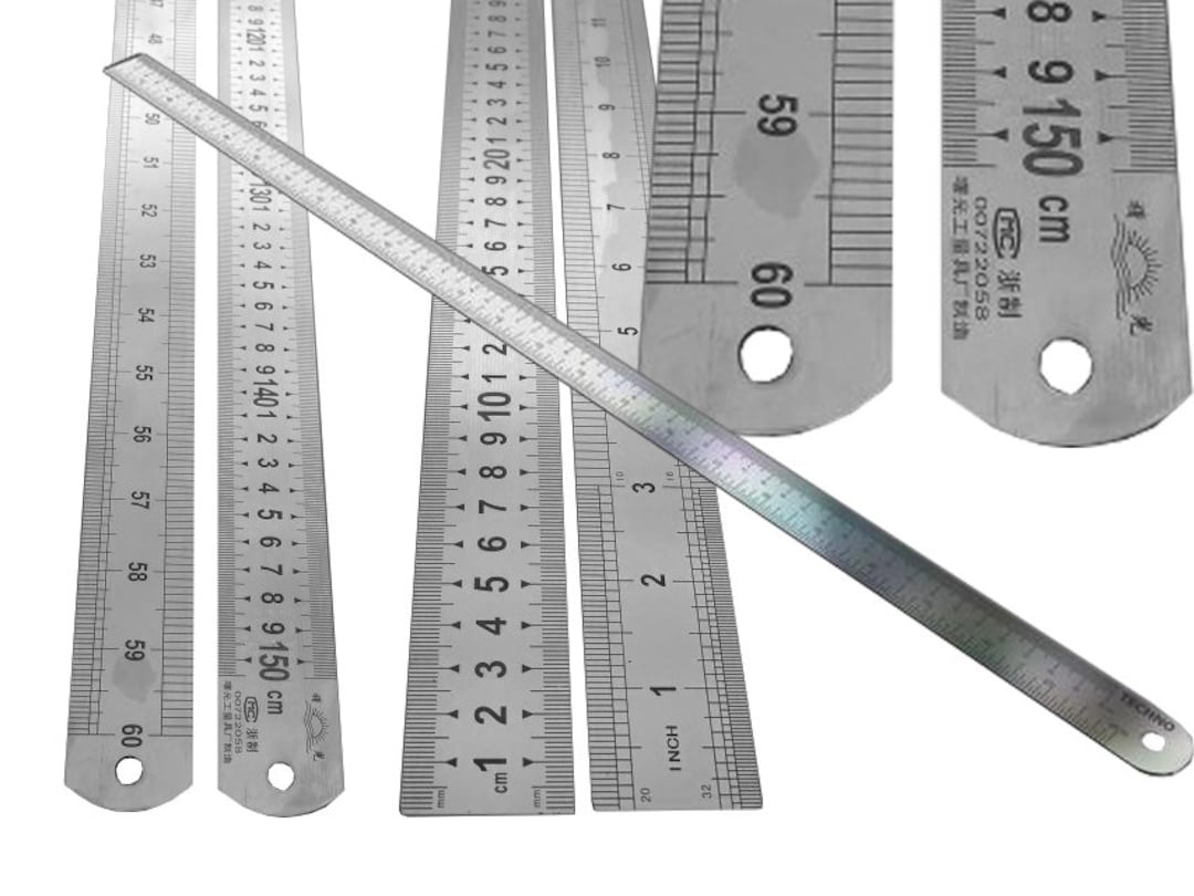 Metal Ruler Stainless Steel 150cm 60 Inches 1500mm in Inches and ...