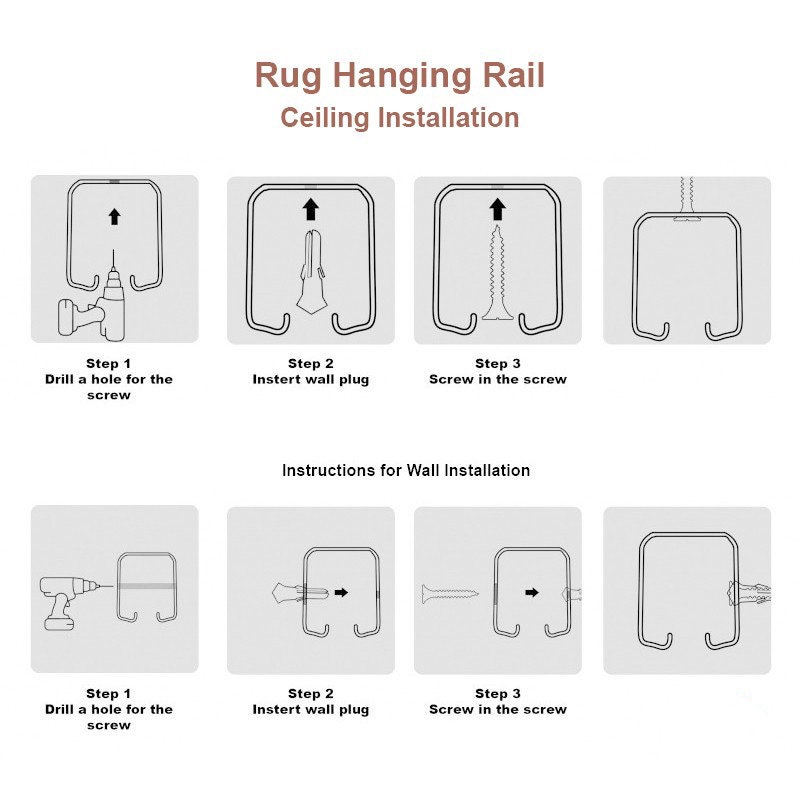 Rug Hanging System Set, Carpet Display Tracking & Hangers Kit (ceiling ...