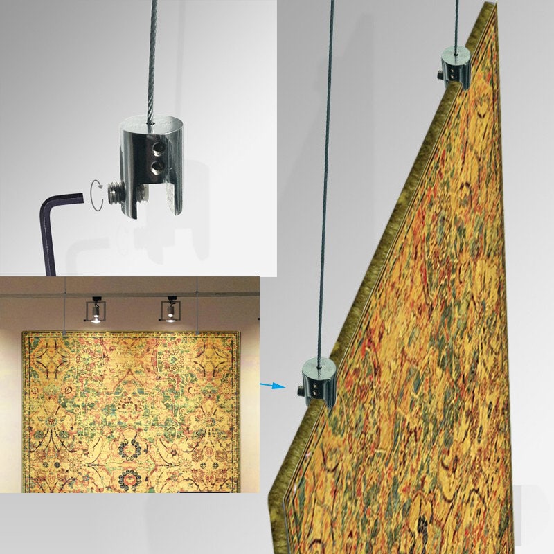 Set of 2 : Rug Hanger for Ceiling With Cable Rug Clamp for Hanging Rugs ...