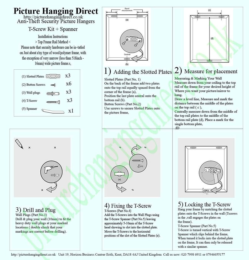Anti-theft Security Picture Hooks/hangers Kit With Spanner. Security ...