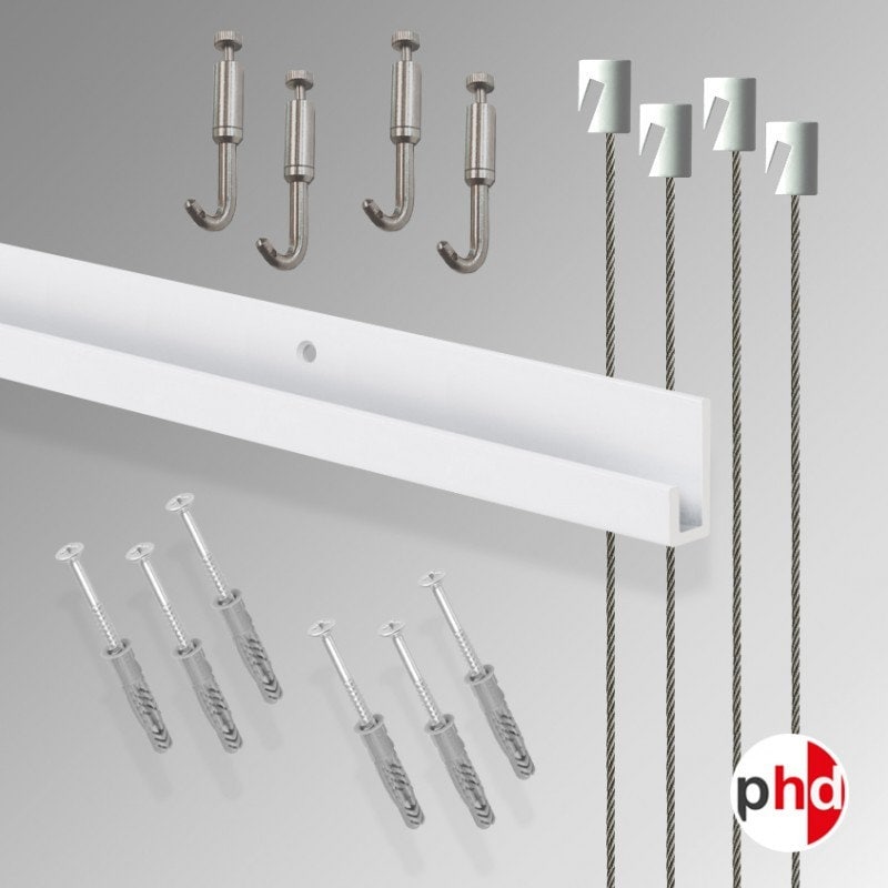 Art Gallery Hanging System 2m J-rail 100kg Wall Track Kit Gallery ...