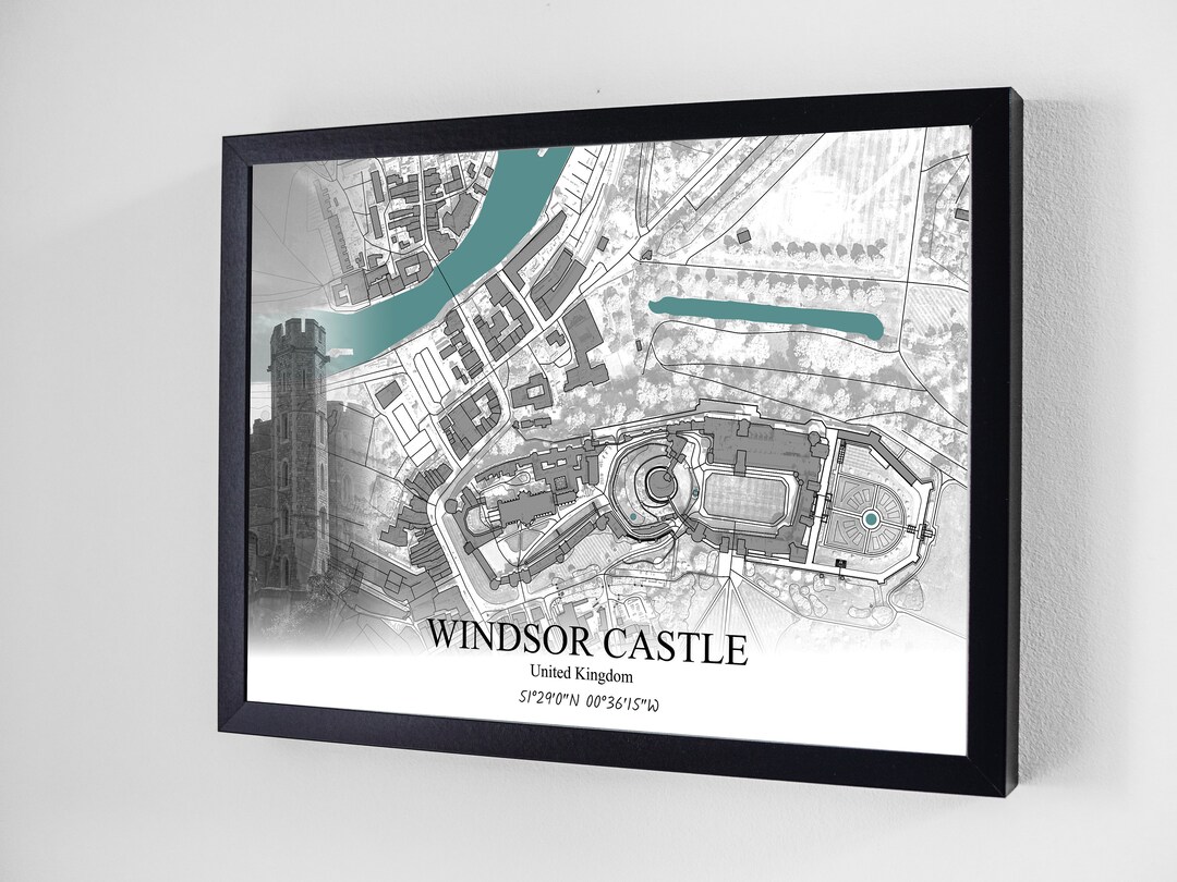 Windsor Castle Print, Printable Wall Art Map of England Windsor Castle ...