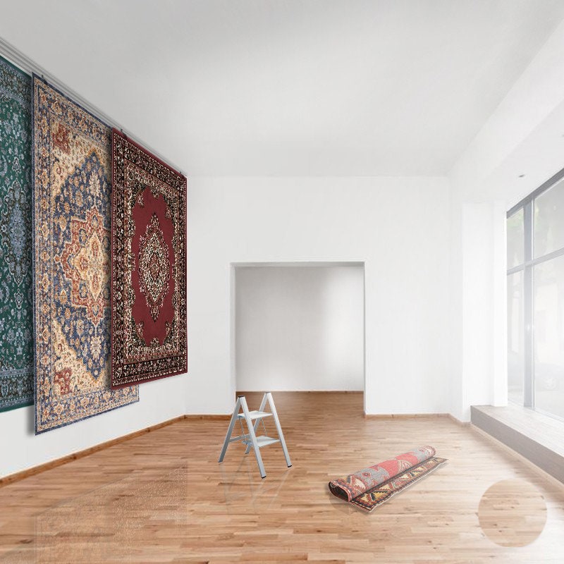 Rug Hanging System Set, Carpet Display Tracking & Hangers Kit (ceiling ...