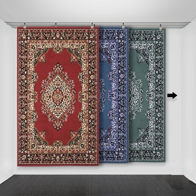 Rug Hanging System Set, Carpet Display Tracking & Hangers Kit (ceiling ...