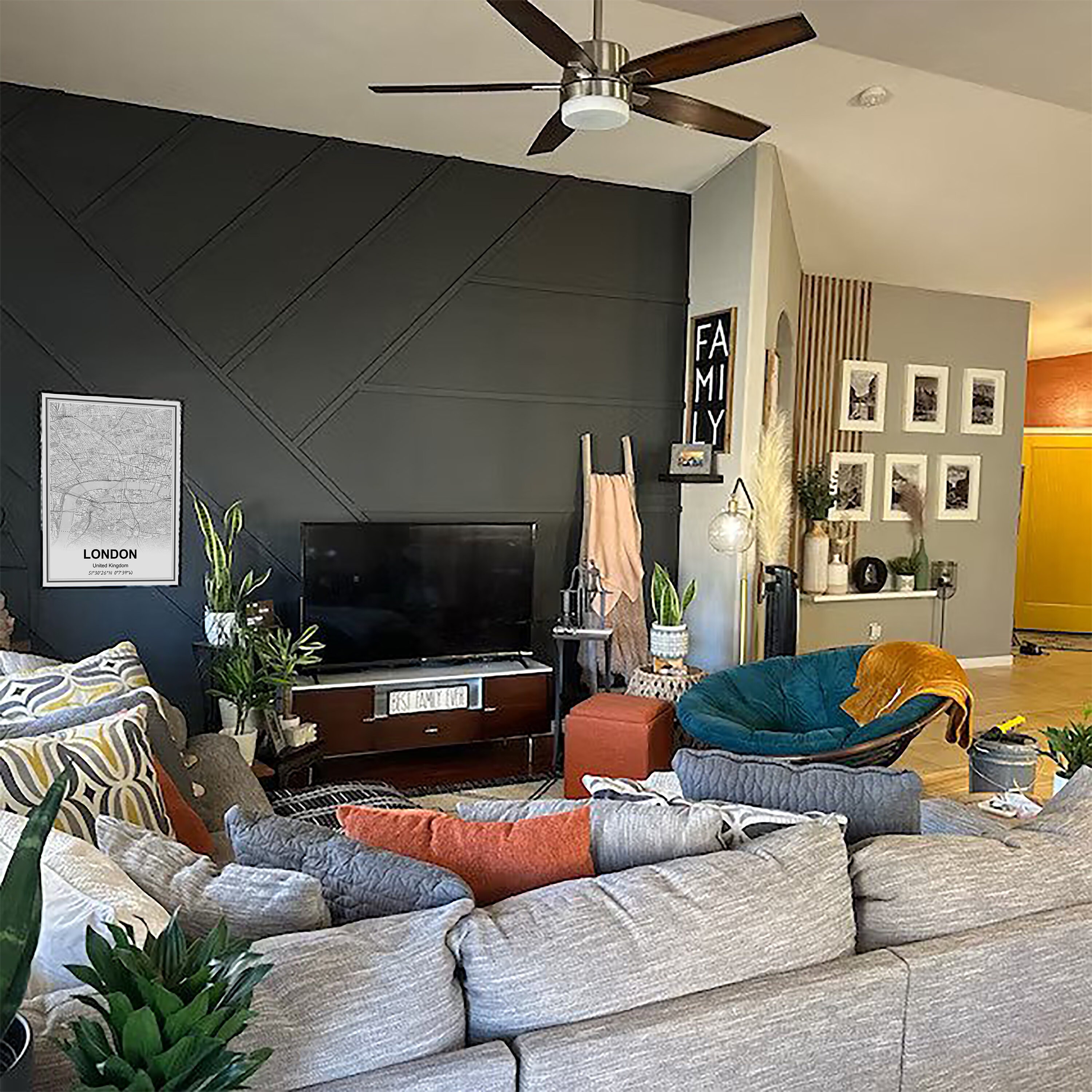 London Map Print, Map of London Wall Art Printable London City Thames ...