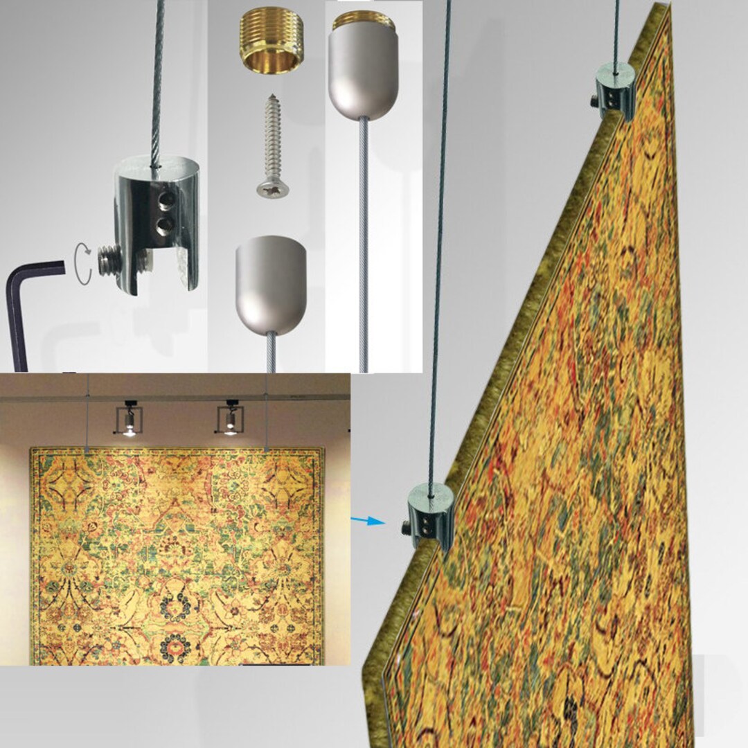 Set of 2 : Rug Hanger for Ceiling With Cable Rug Clamp for - Etsy