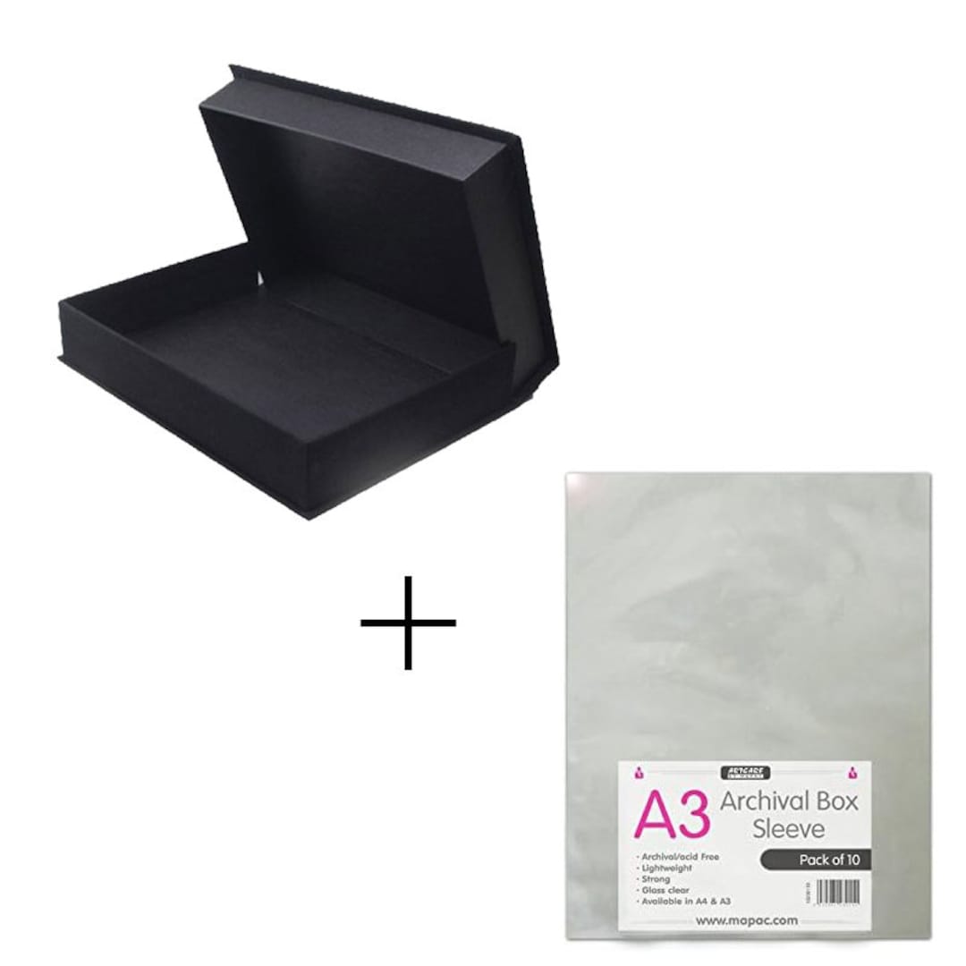 A2 Archival Box 50mm Deep Acid-free With 10 A2 Archival Sleeves ACID ...