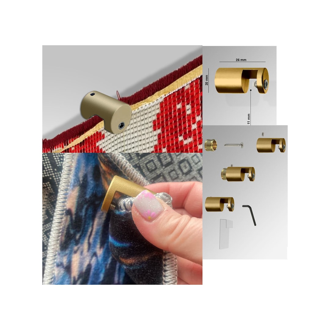 Discreet Tapestry Wall Hanging Kit Gold Tapestry Hanger Metal Rug ...