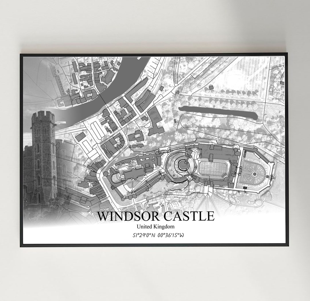 A0 Windsor Castle Print, Printable Wall Art Map of England Windsor ...