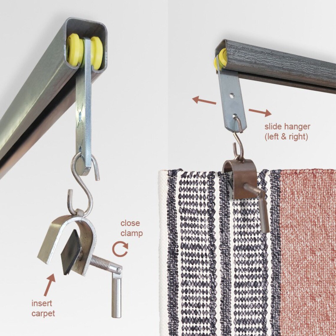 Rug Hanging System Set, Carpet Display Tracking & Hangers Kit (ceiling ...