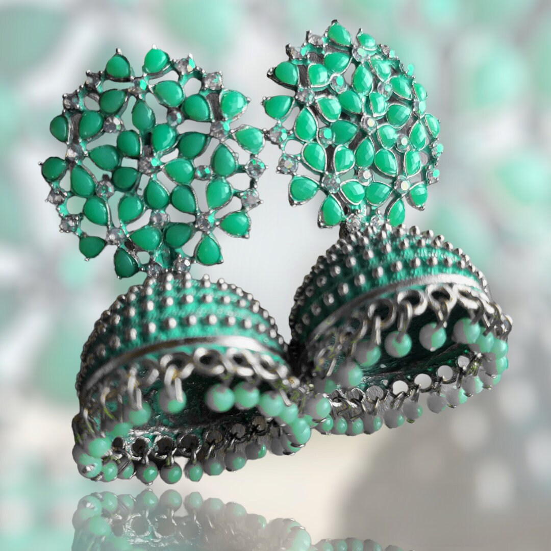 Bollywood Glamour: Enchanting Artificial Earrings With Green Stones A ...