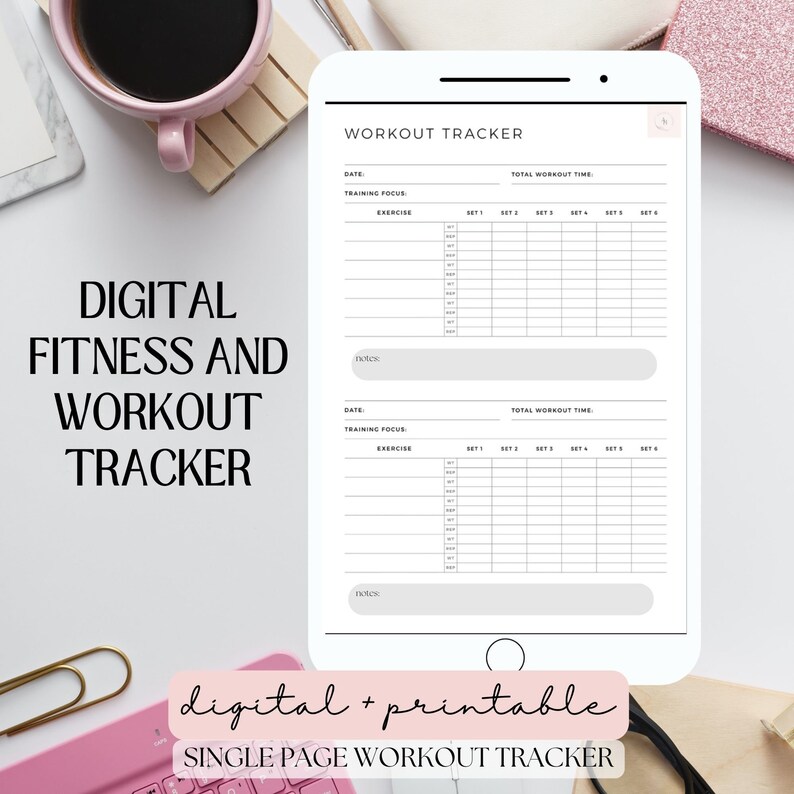 Digital Fitness Workout Planner, Digital Workout Tracker, Printable ...