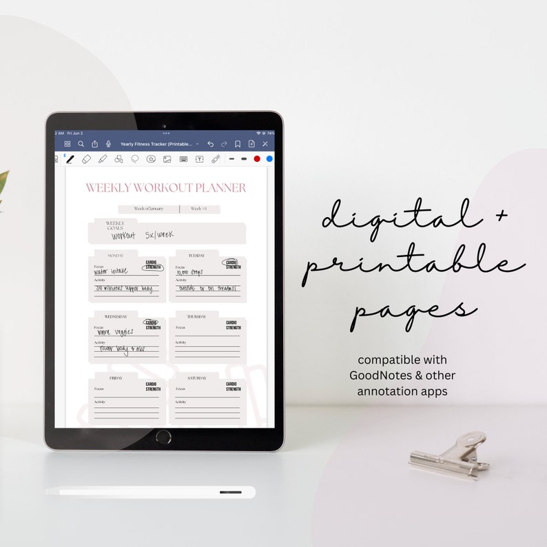 Digital Fitness Planner, Workout Planner, Fitness Journal, Goodnotes ...