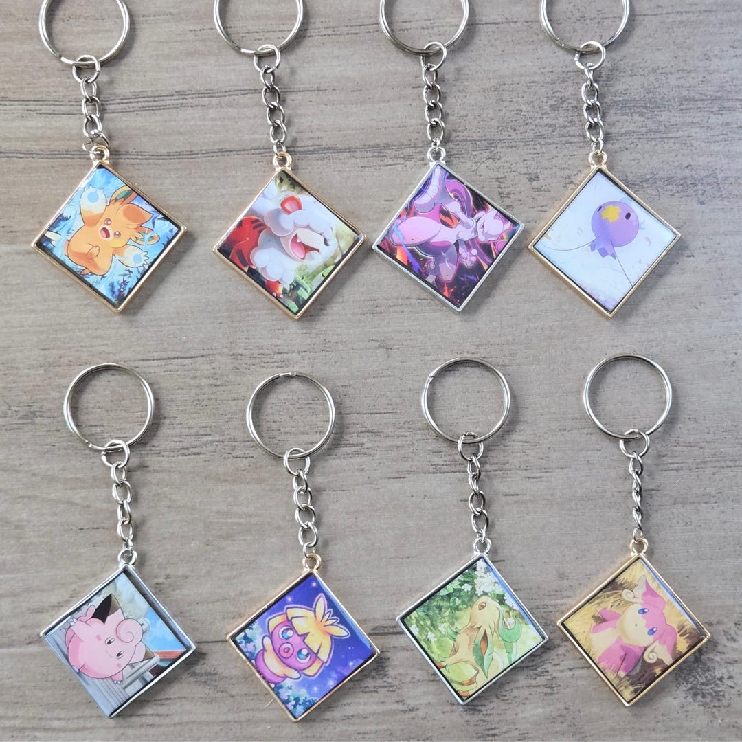 BULK Handmade Retro Poke Anime Kawaii Keychain 90s Cartoon Recycled TCG ...