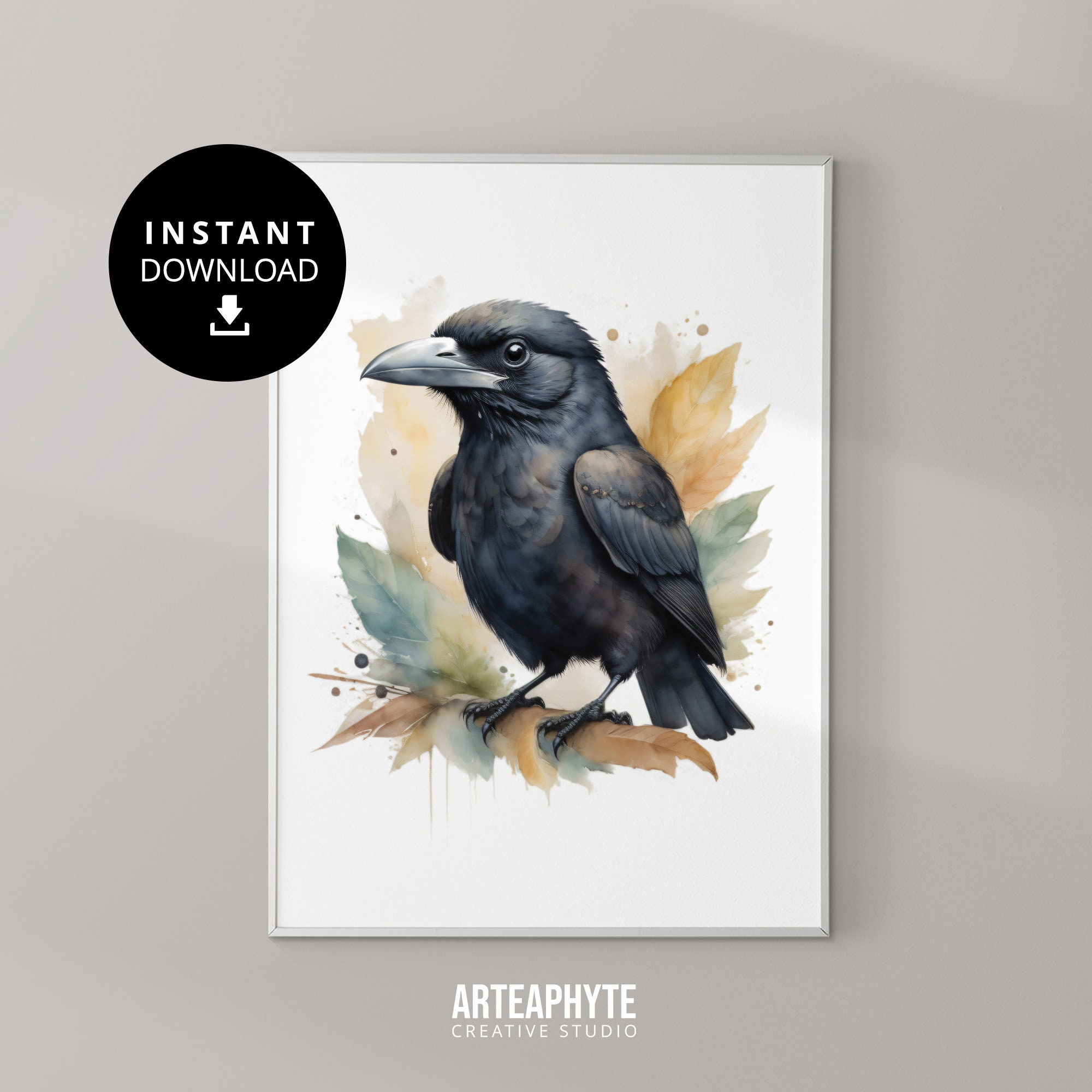 Baby Raven Art, Cute Wall Art, Baby Animal Prints, Black Bird Art ...