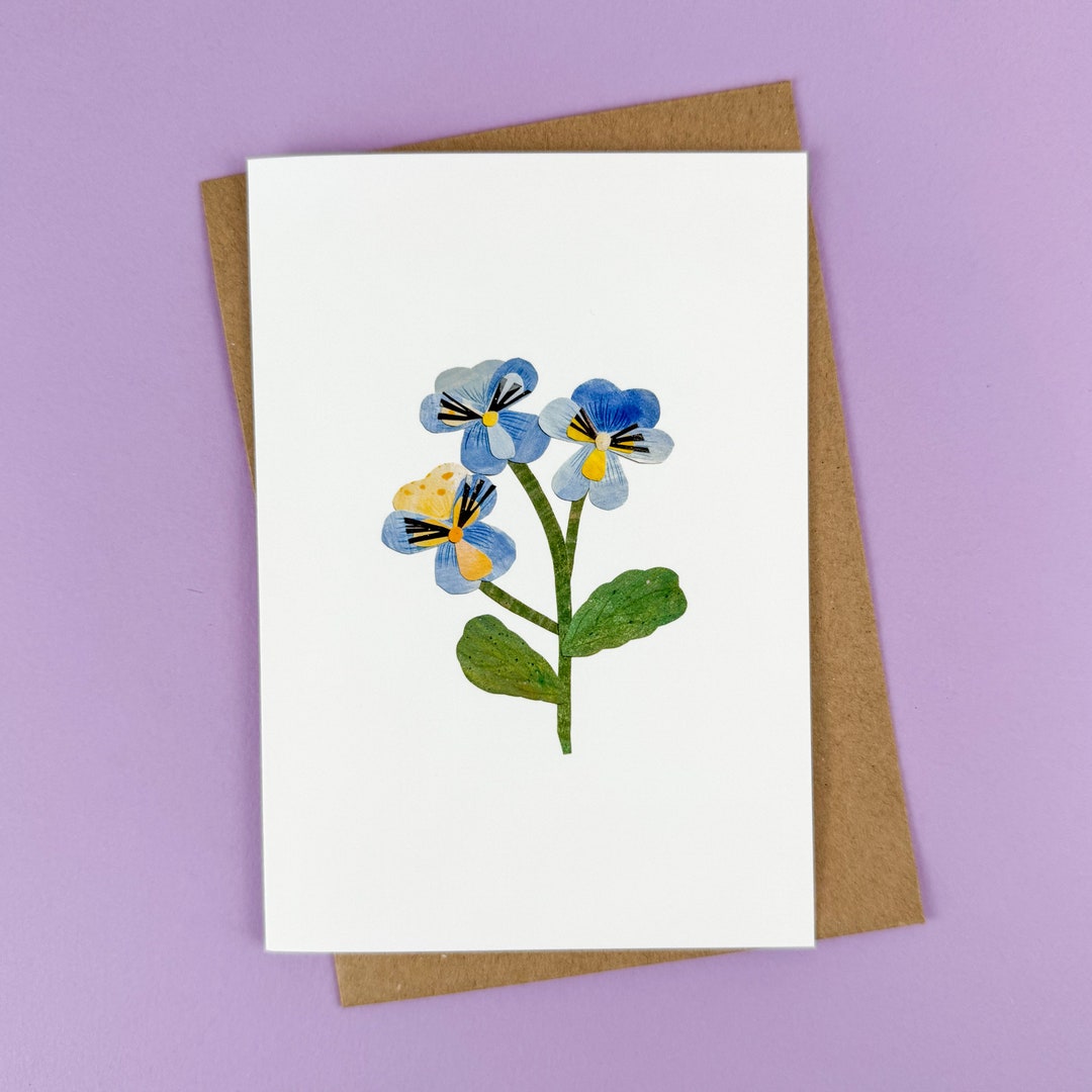 Pansy Paper Art Greeting Card Botanical Greeting Card Floral Postcards ...