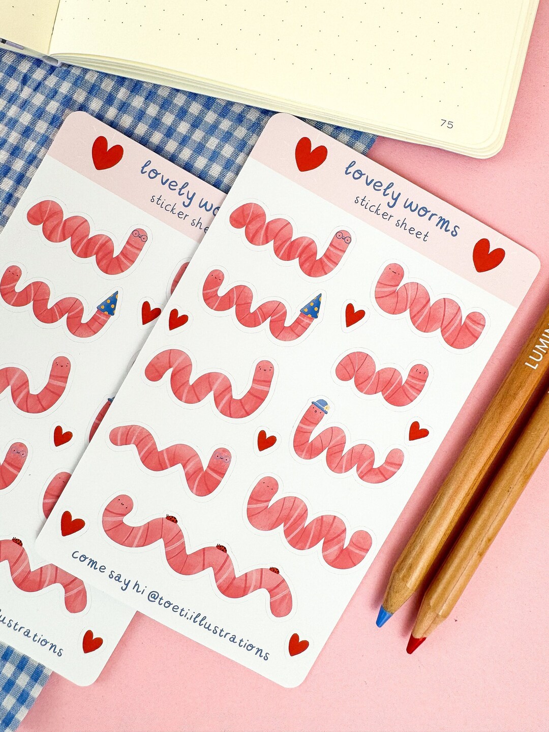 Lovely Worms Sticker Sheet | Vinyl Sticker Sheet - Cute Stickers ...