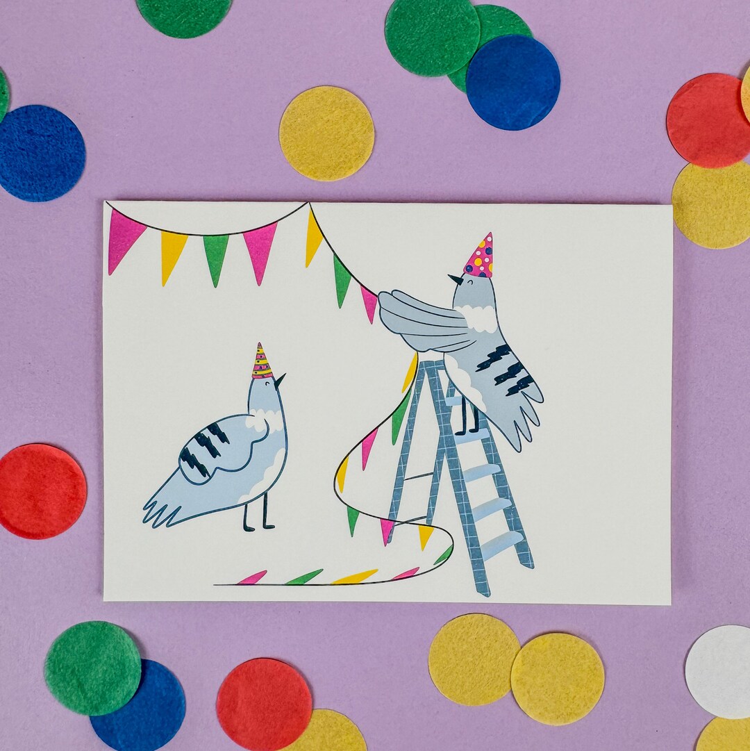 Pigeon Party Funny Birthday Greeting Card Party Invitations Funny ...